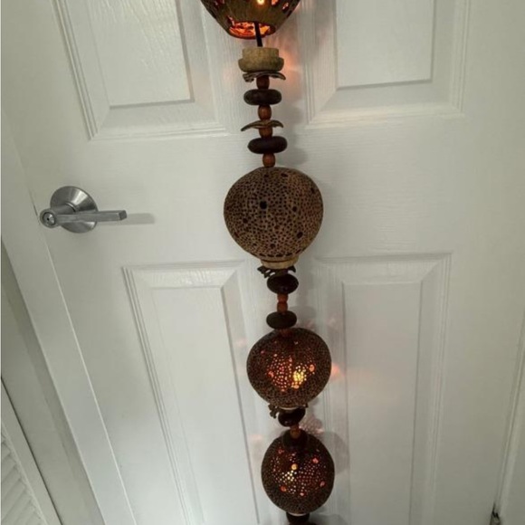 Accents | Vintage Unique 83 Long Coconut Shell Handmade Hanging Lamp ...